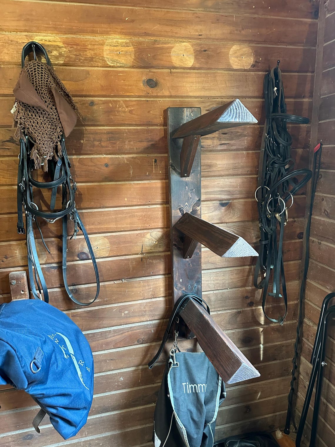 Triple Wood Wall Mounted Saddle Rack - Etsy