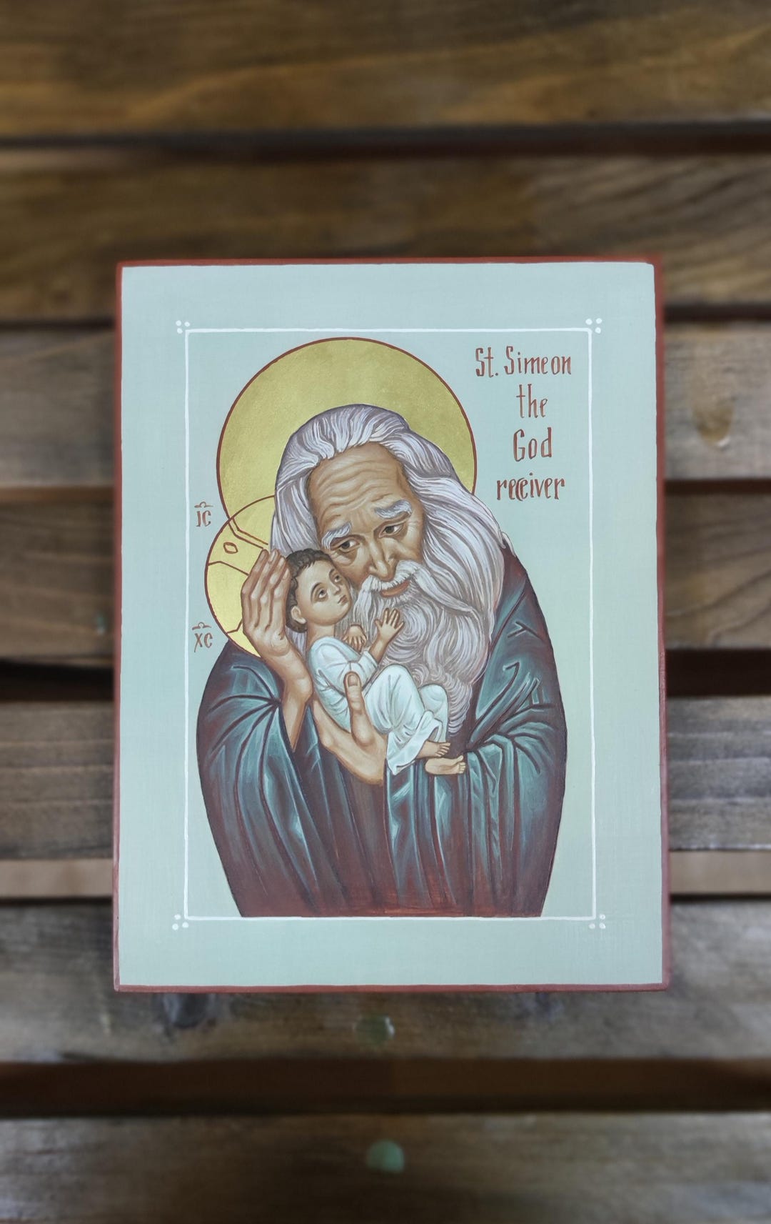 Hand Painted Icon of Saint Simeon the God-receiver With Christ - Etsy