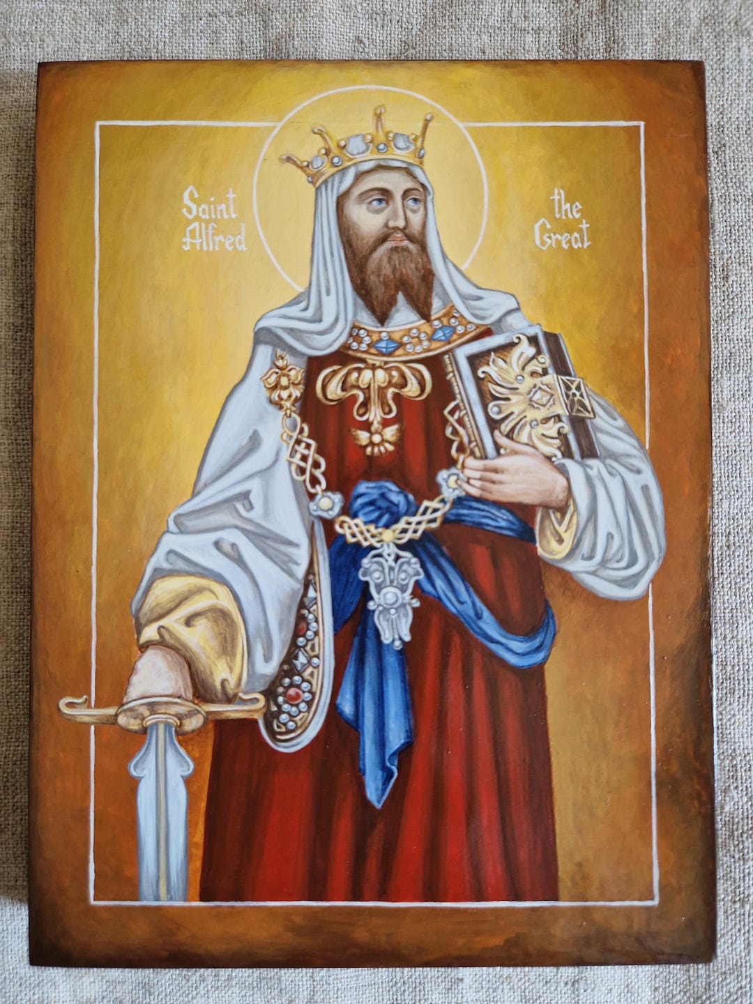 Icon of Saint Alfred the Great, 15*20*2см. Hand Painted. - Etsy