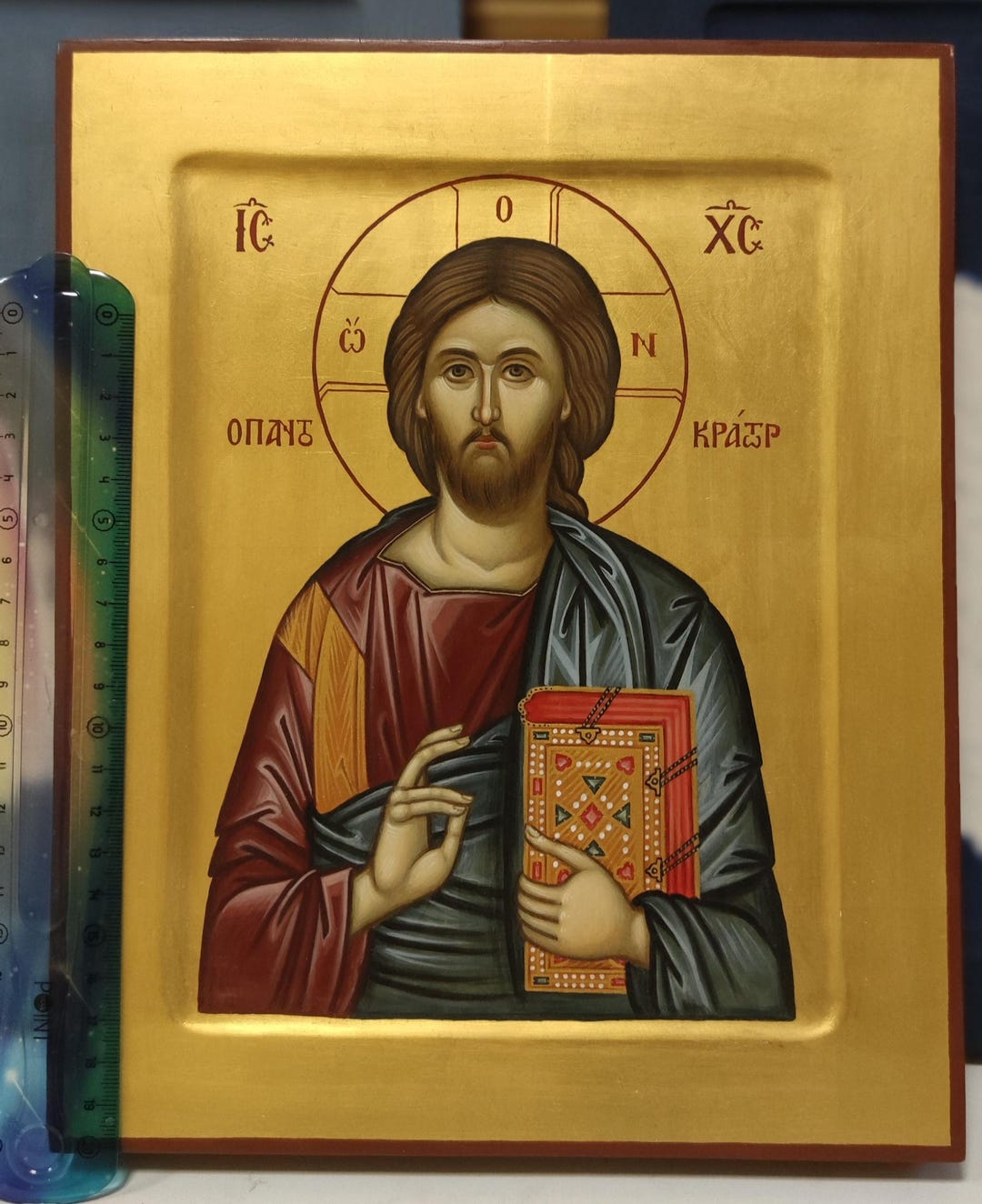 Hand Painted Icon of Christ Pantocrator, 20x25x3cm - Etsy