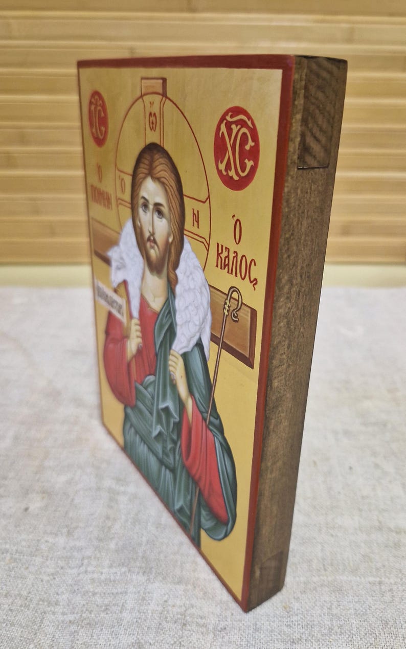 Hand-painted Icon of Jesus Christ the Good Shepherd, Size 20x15x2 Cm - Etsy