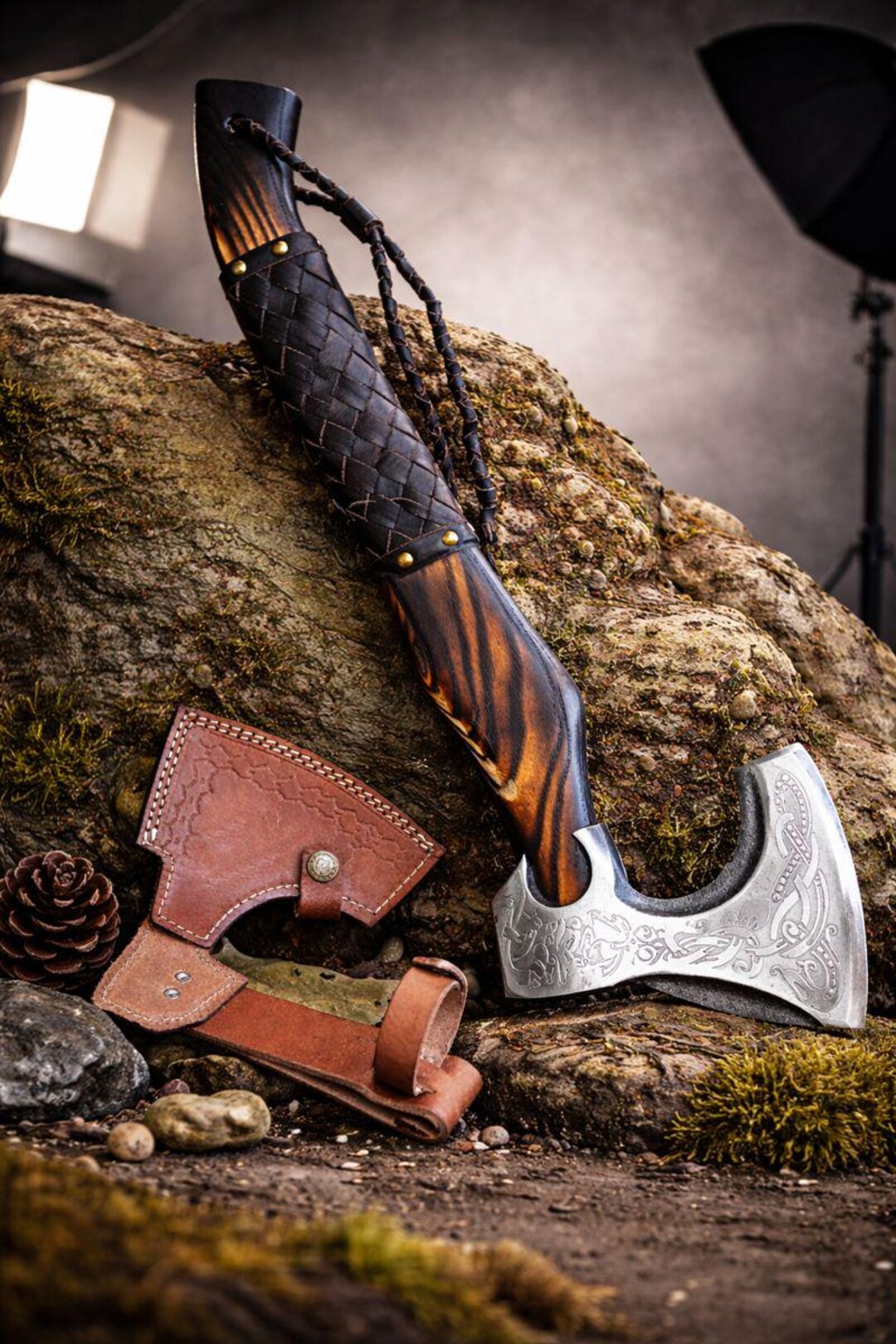 18 Inch Custom Handmade High Carbon Steel Axe | Engraved Axe | Rosewood ...