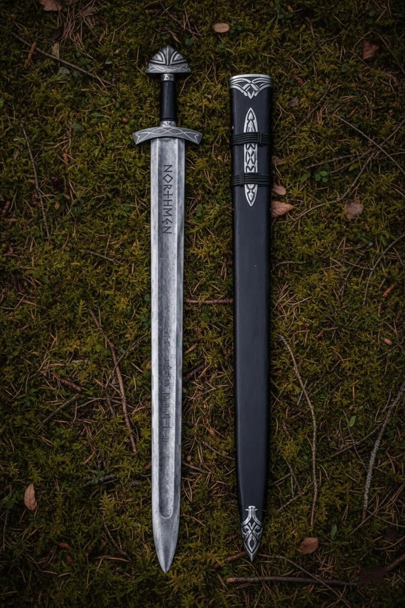 Custom Damascus Master Sword With Scabbard, Handmade Medieval Fantasy ...