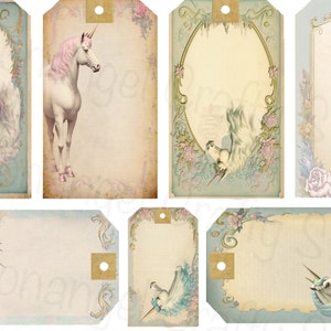 14 Digital Gift Tags, Magical Unicorns in Soft Pastel, Ready to ...