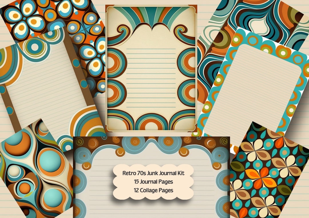 Digital Retro 70s Junk Journal Pages Writing Paper & Collage Sheets ...