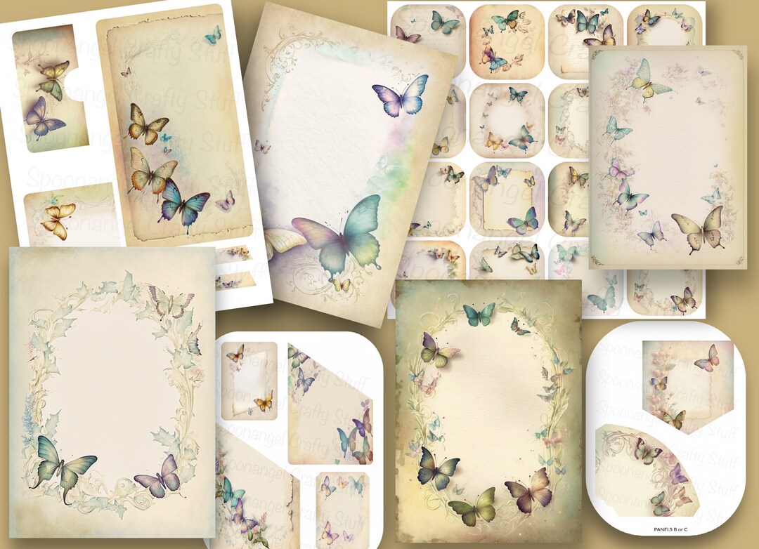 Digital Butterfly Journal Kit, Over 50 Items, Vintage Journal Pages ...