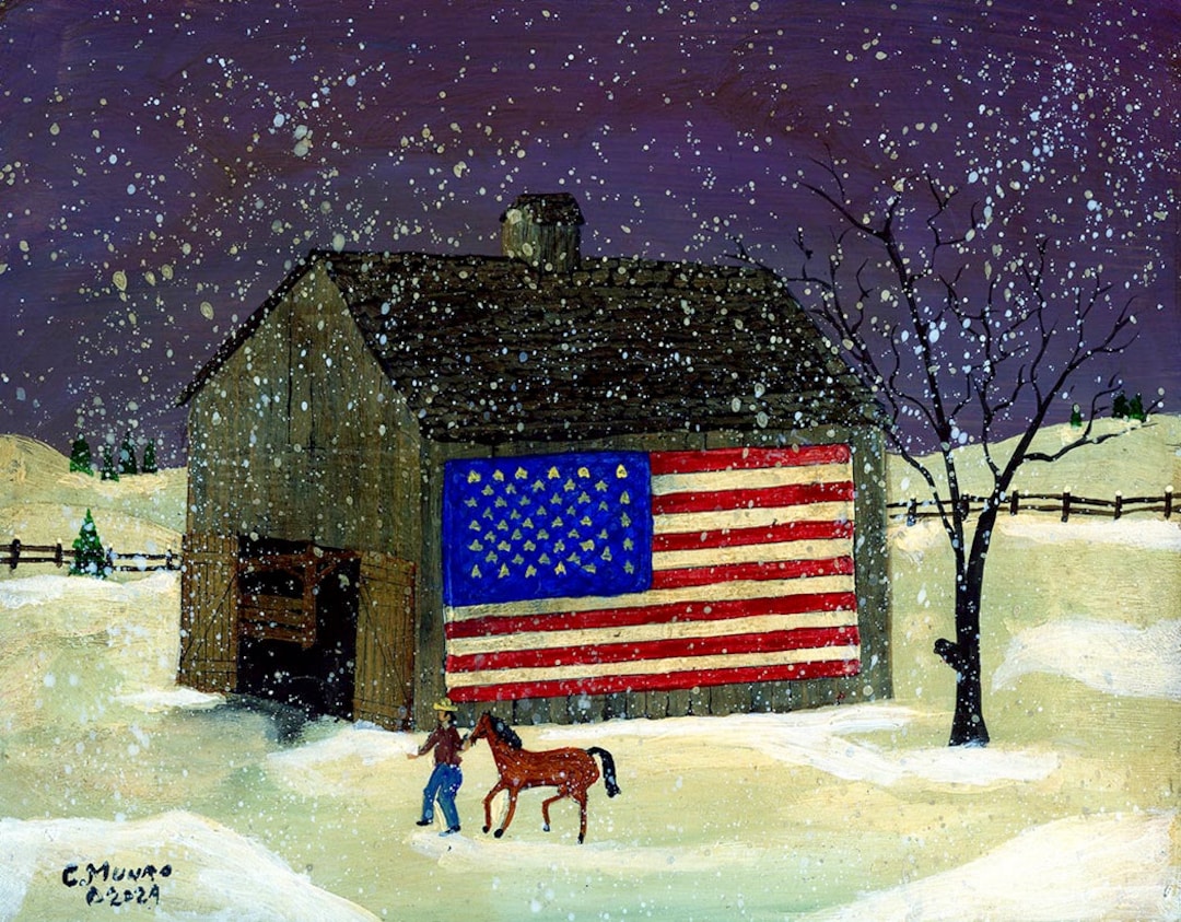 Barn With Flag #2 - Charlie Munro Original Painting - Etsy