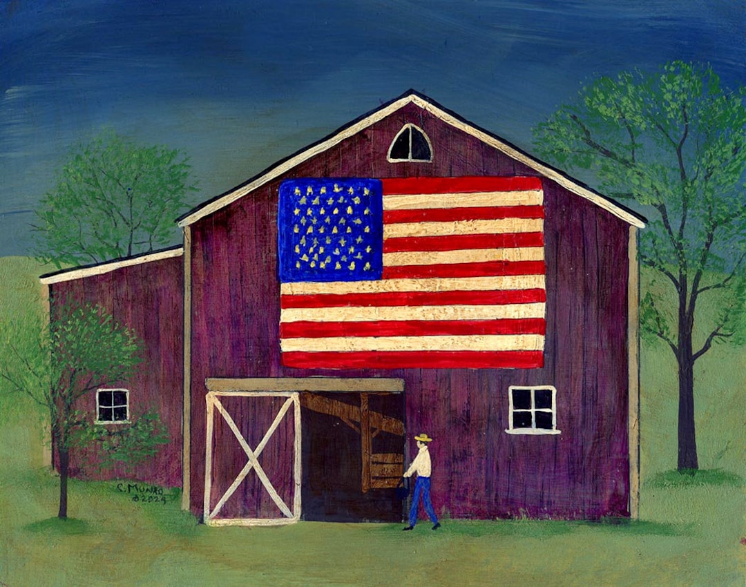 Barn With Flag #1- Charlie Munro Original Painting - Etsy