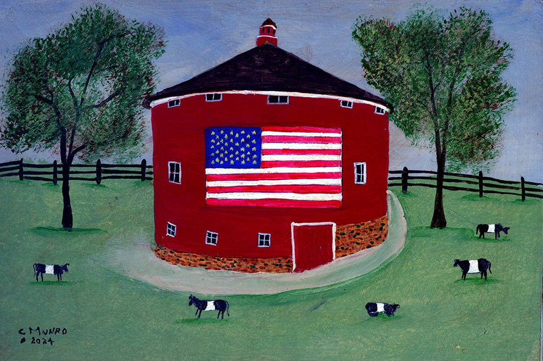 Barn With Flag #7 - Charlie Munro Original Painting - Etsy