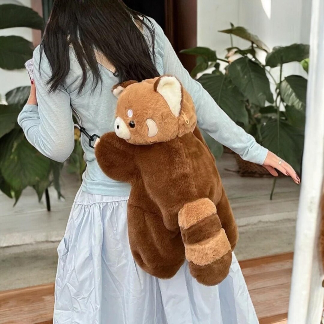 30 Cm & 40 Cm Cute Red Panda Plush Backpack – Soft Crossbody Shoulder ...