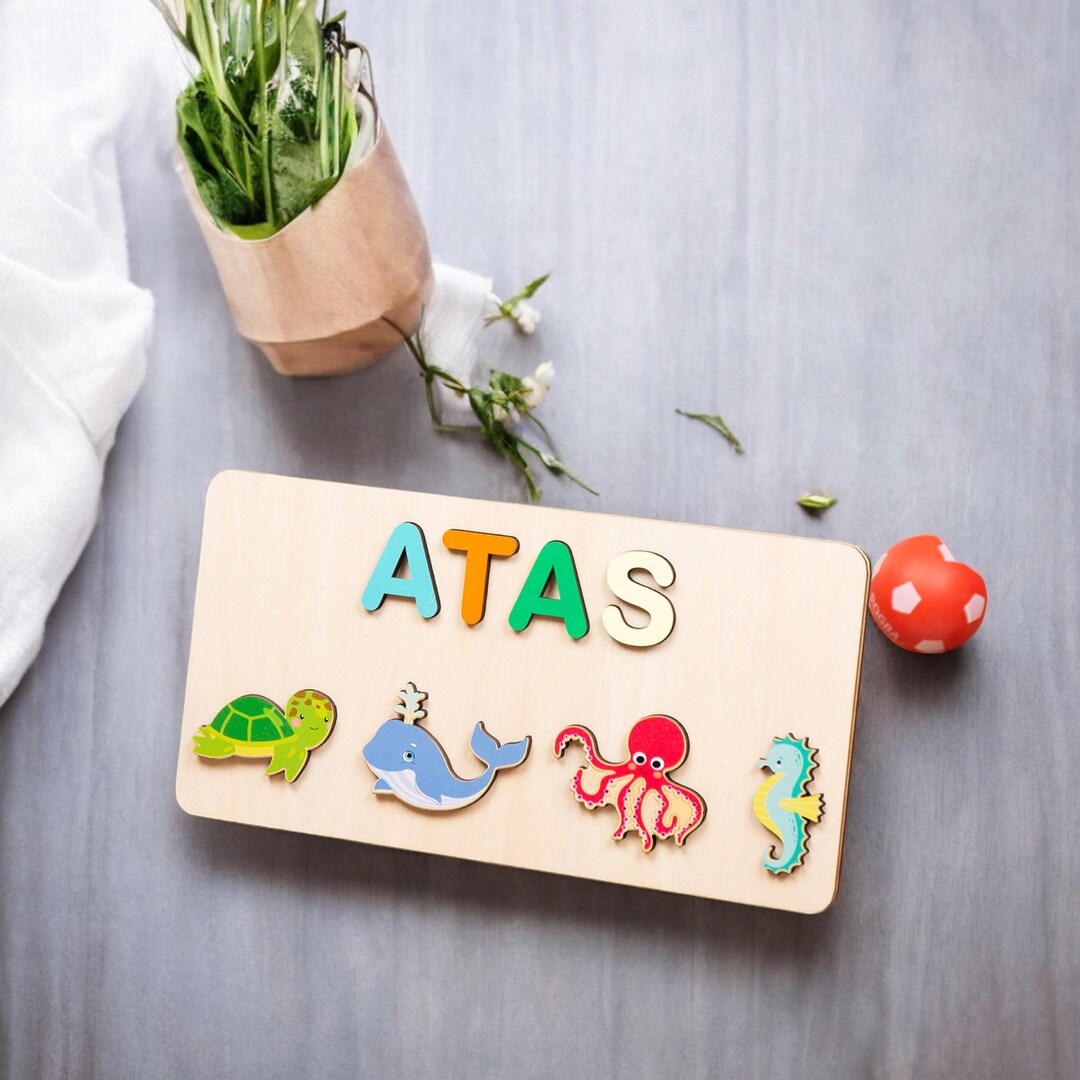 Custom Wooden Animal Name Puzzle Personalized Baby Toy - Etsy