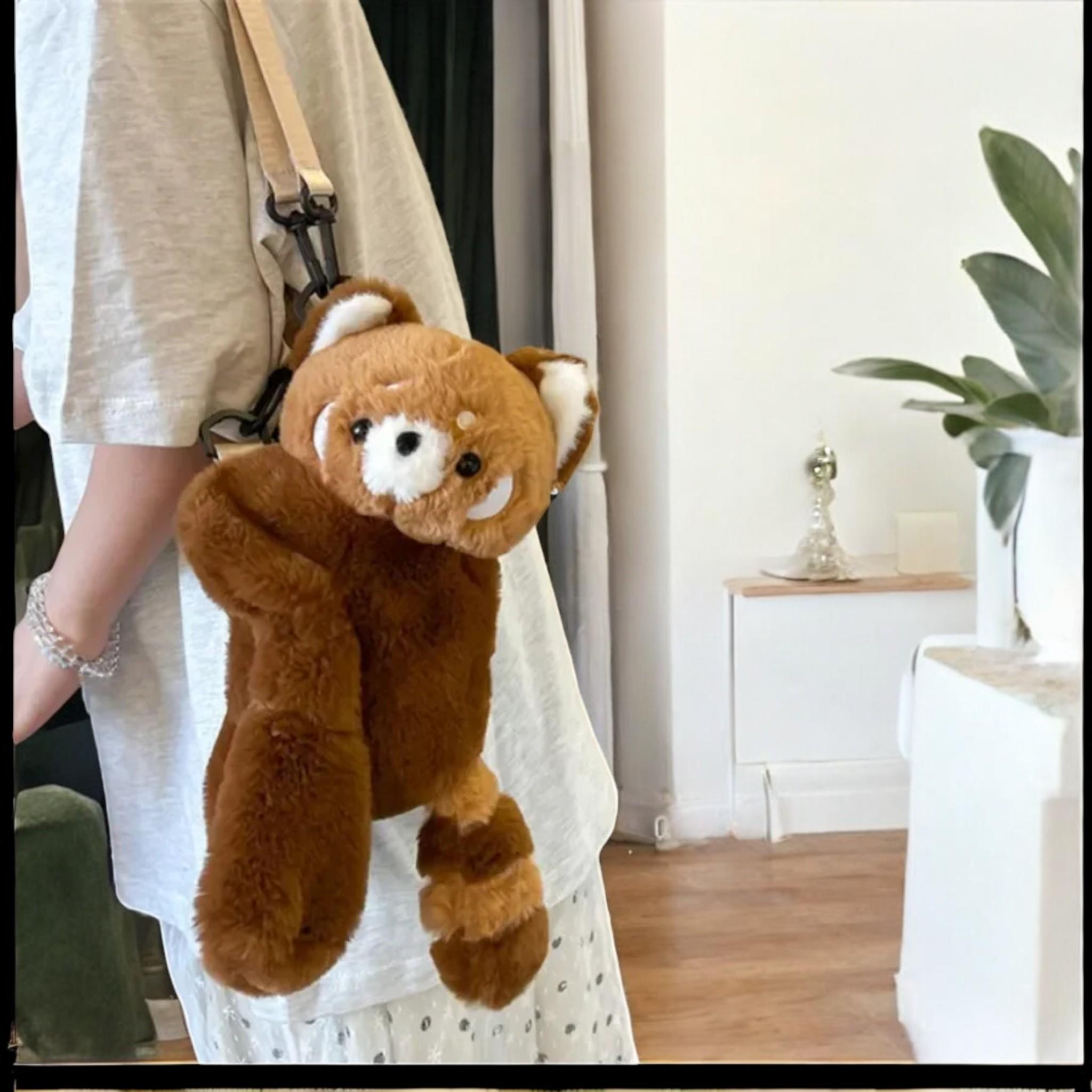 30 Cm & 40 Cm Cute Red Panda Plush Backpack – Soft Crossbody Shoulder ...