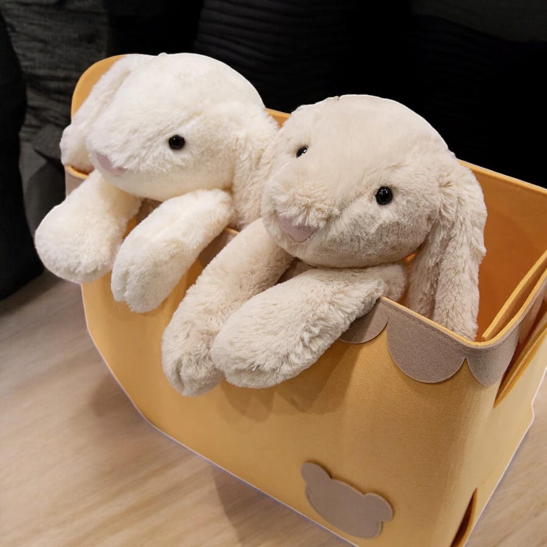 Kawaii Long-eared Rabbit Plush Pillow Soft Bunny Toy in Gray, White ...