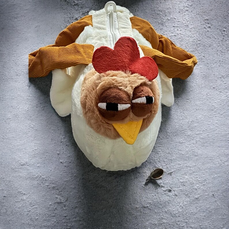 27 Cm Funny Fur Chicken Plush Bag Ugly Hen Handbag & Kawaii Keychain ...