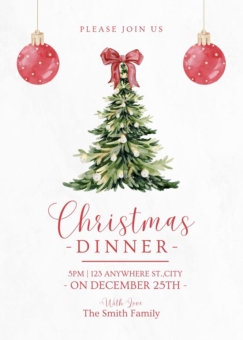 Festive Christmas Party Digital Invitation Template - Etsy