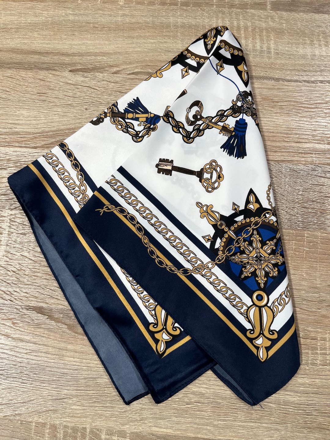 Novelty Status Print Scarf, Tassels, Chains, Keys - Etsy