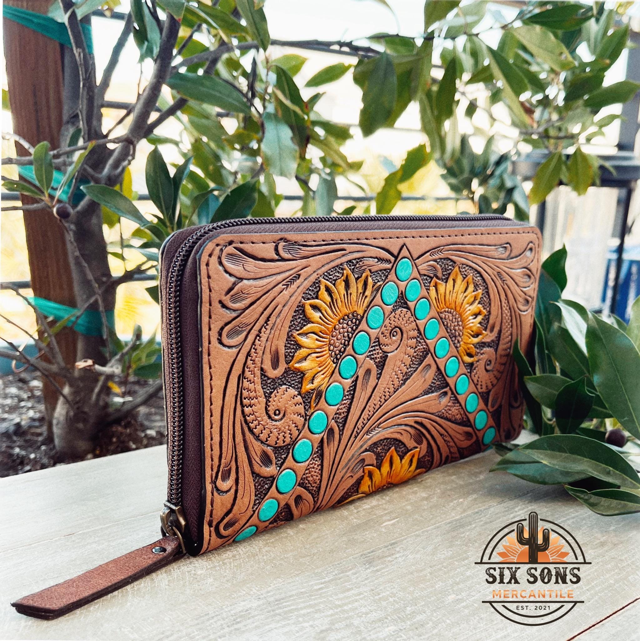 Western Hand Tooled Leather Wallet, Handmade Wallet, Western Leather ...
