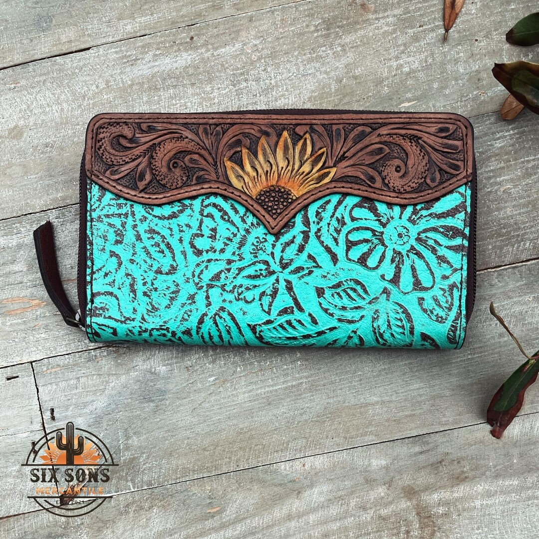 Western Hand Tooled Leather Wallet, Handmade Wallet, Western Leather ...