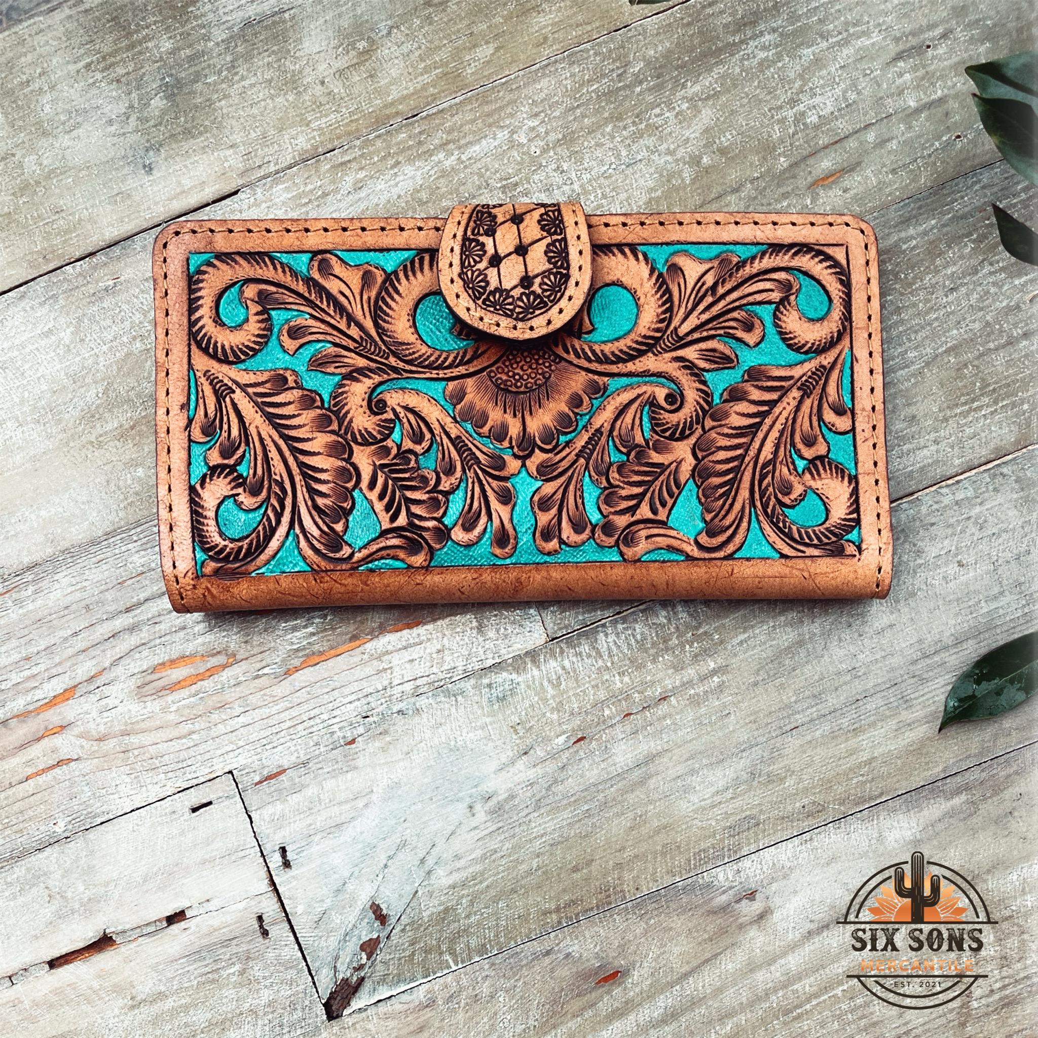 Western Hand Tooled Leather Wallet, Handmade Wallet, Western Leather ...