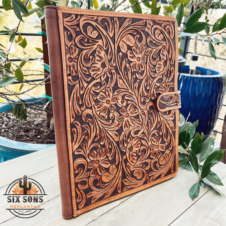 Handmade Legal Pad Portfolio, Legal Pad Cover, Hand Tooled Leather ...