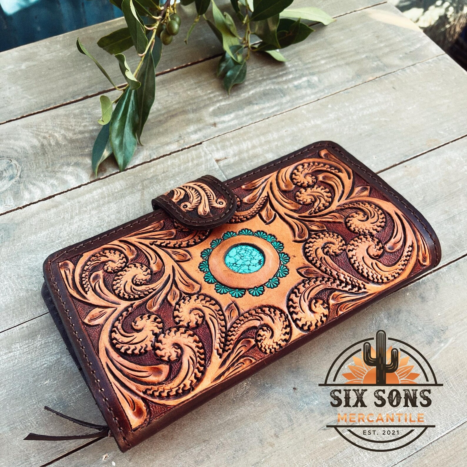Western Hand Tooled Leather Wallet, Handmade Wallet, Western Leather ...