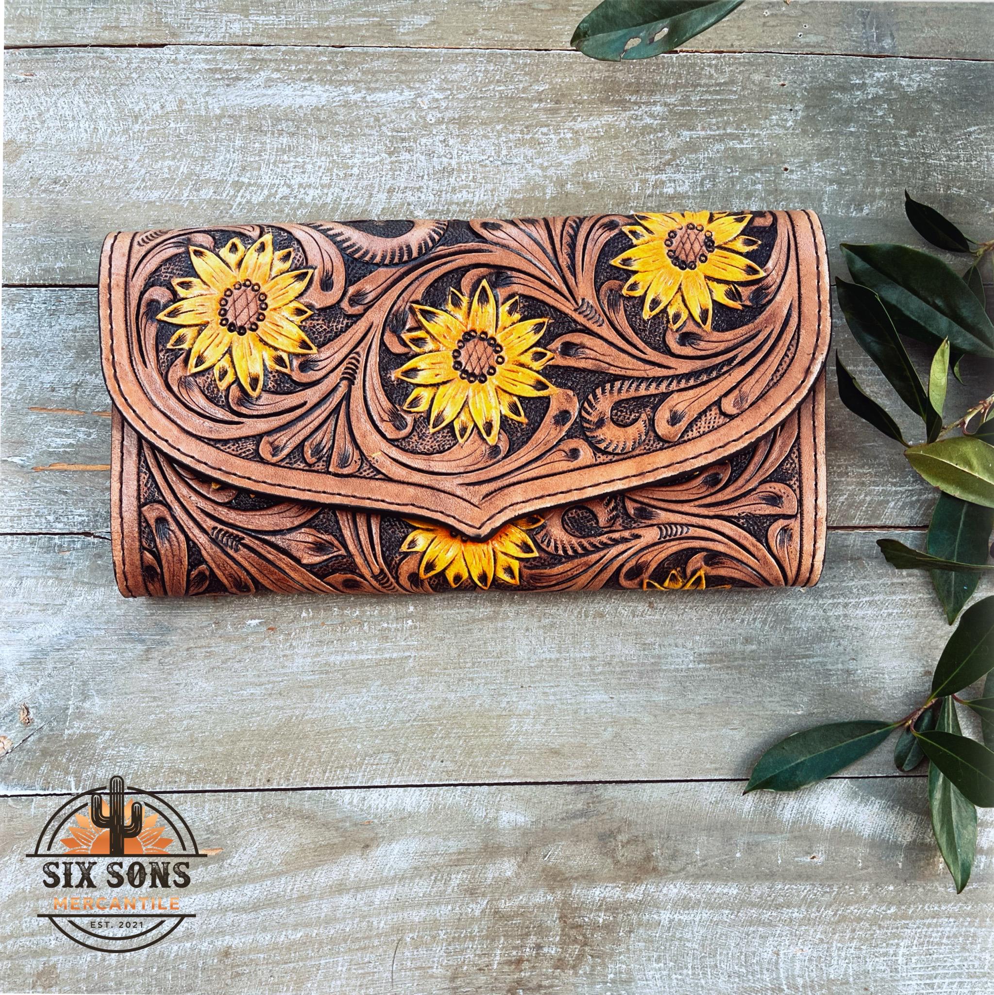 Western Hand Tooled Leather Wallet, Handmade Wallet, Western Leather ...