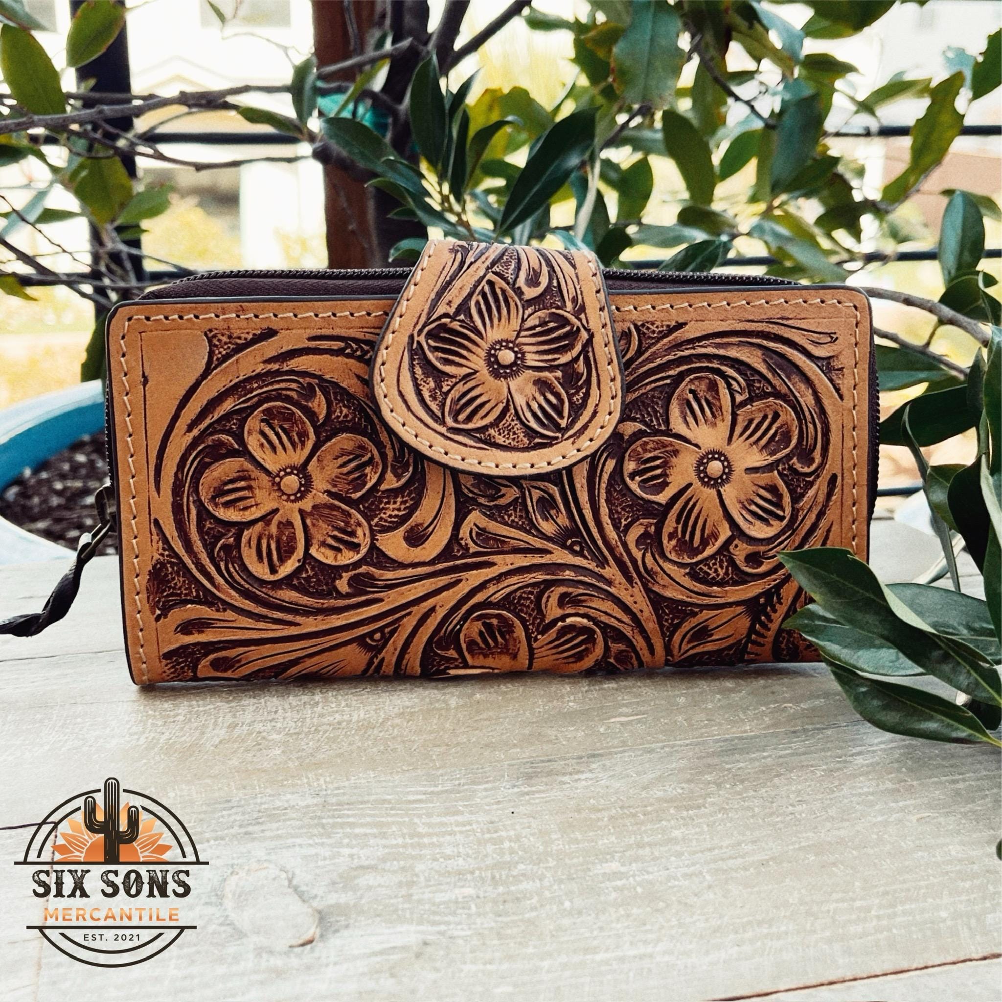 Western Hand Tooled Leather Wallet, Handmade Wallet, Western Leather ...