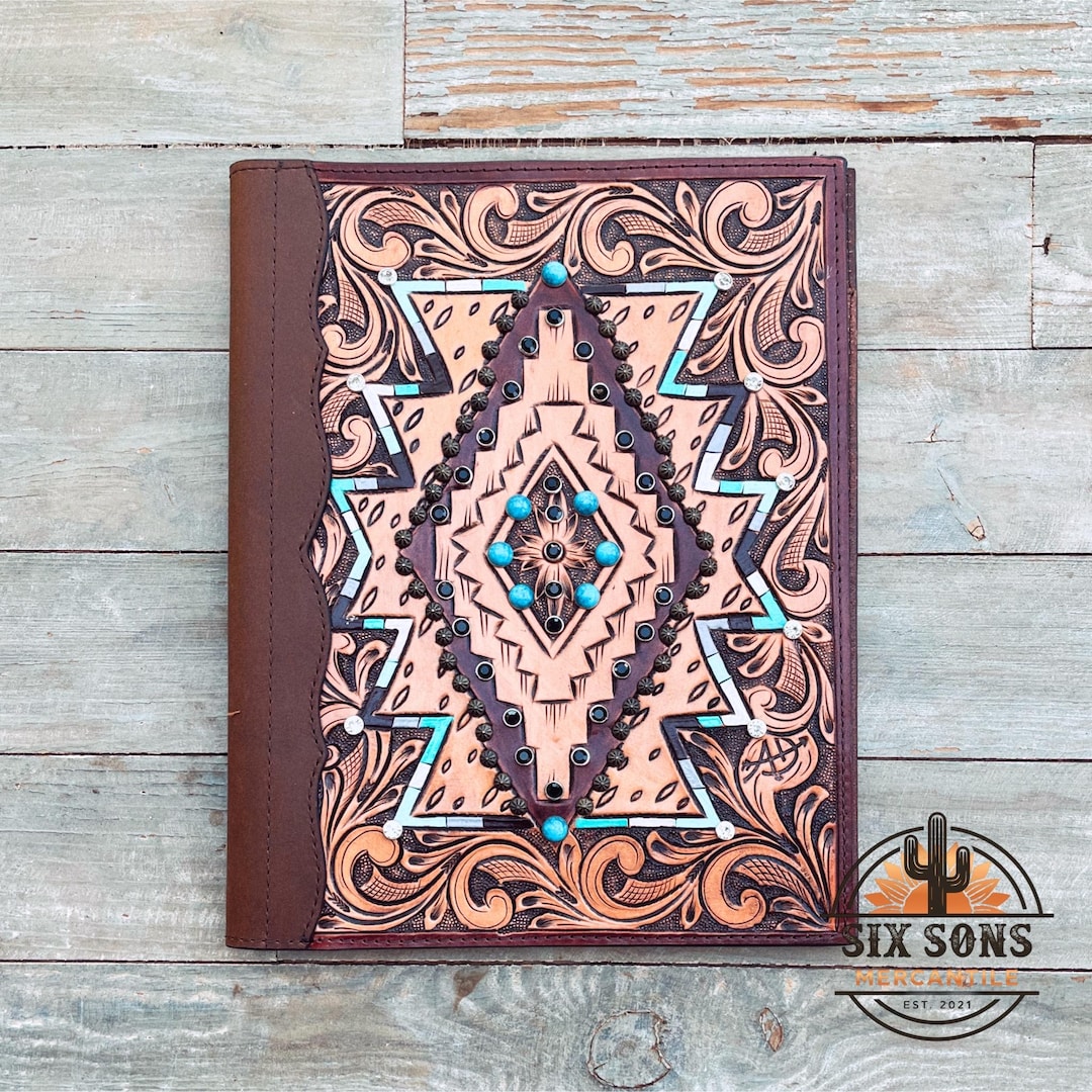 Handmade Legal Pad Portfolio, Legal Pad Cover, Hand Tooled Leather ...