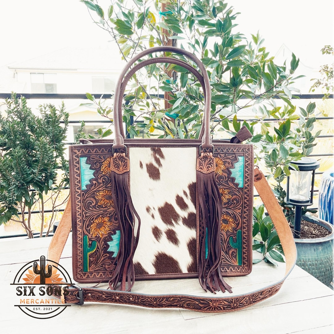Western Purse, Hand Tooled Leather Purse, Western Tote Bag, Conceal ...