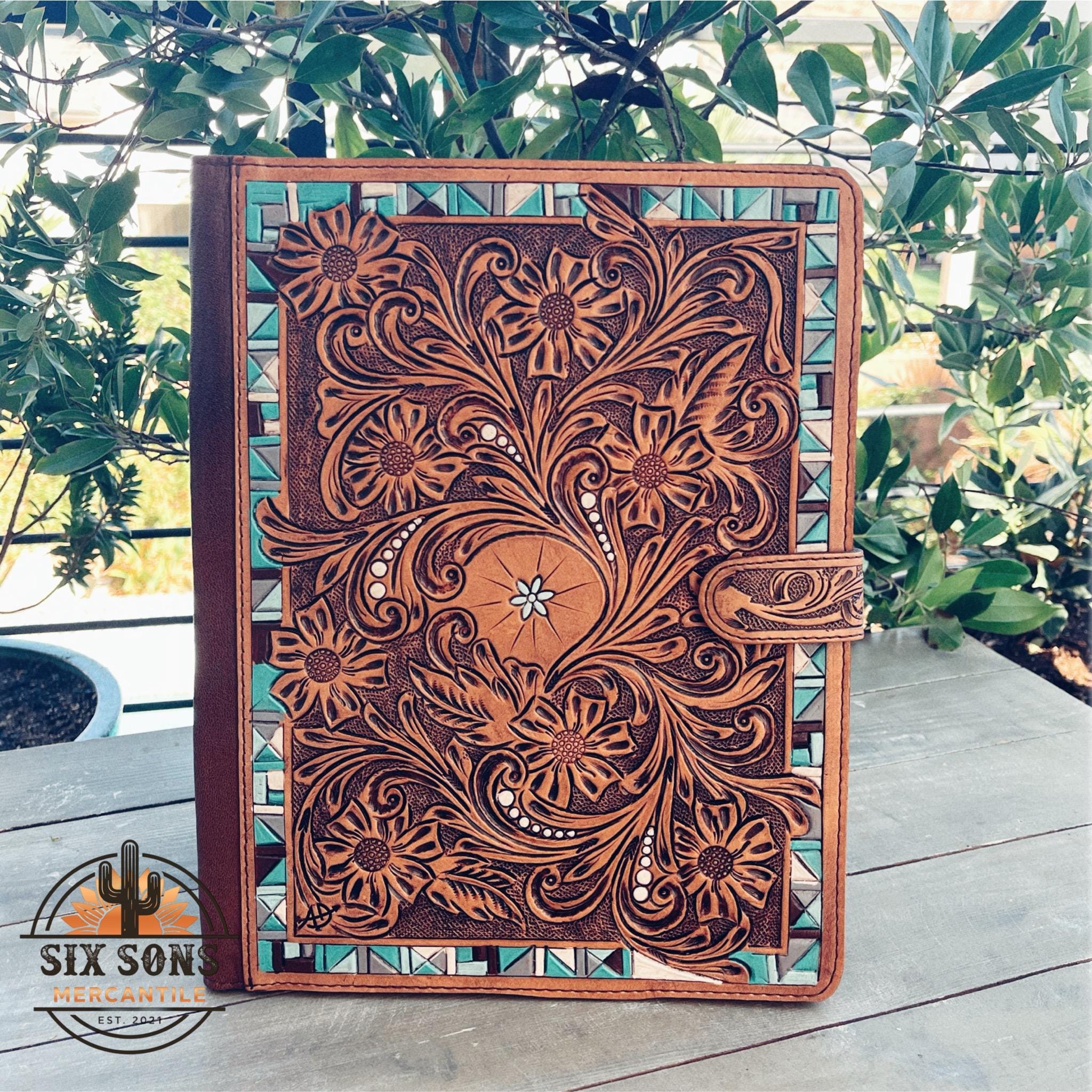 Handmade Legal Pad Portfolio, Legal Pad Cover, Hand Tooled Leather ...
