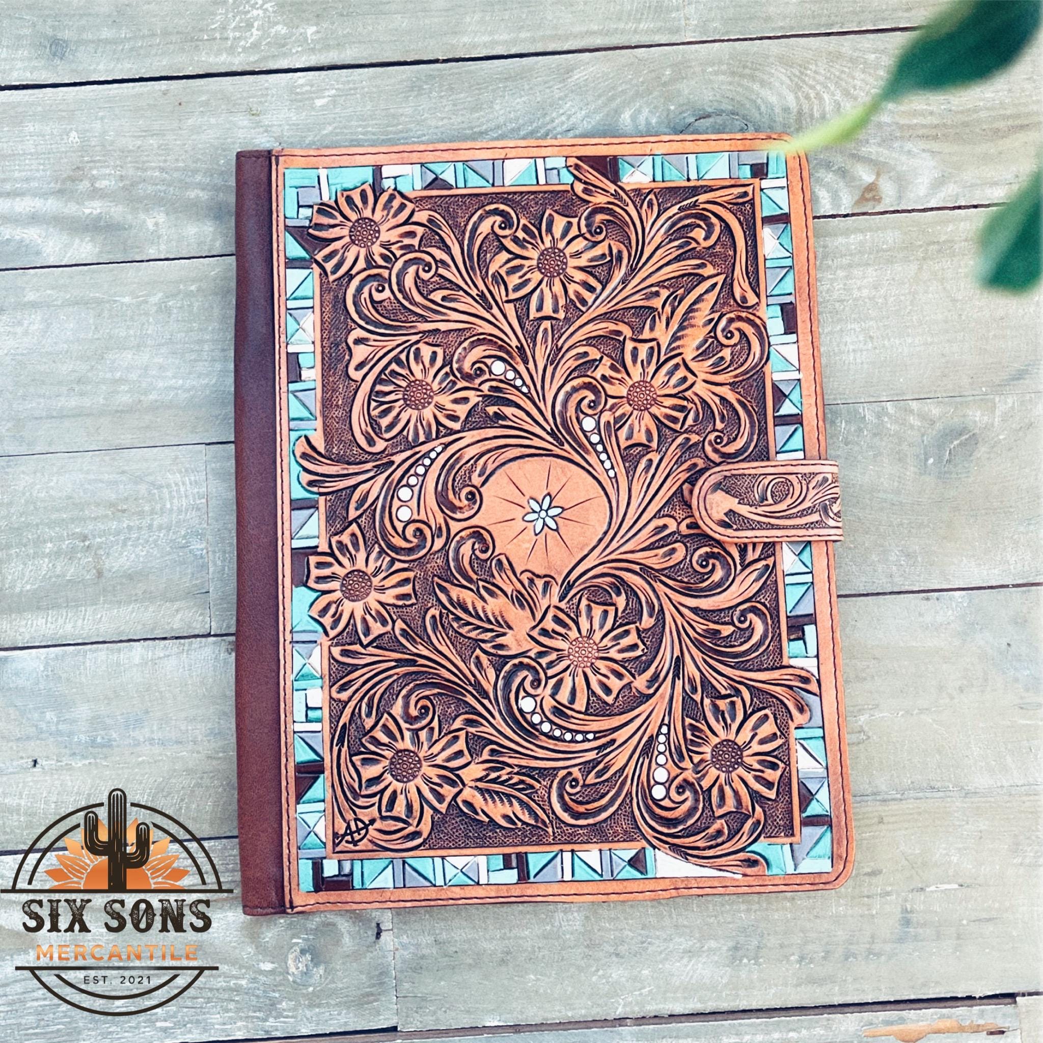 Handmade Legal Pad Portfolio, Legal Pad Cover, Hand Tooled Leather ...