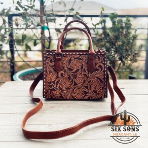 Western Hand Tooled Leather Purse, Western Tote Bag, Small Western ...