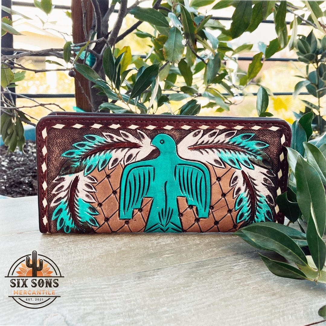 Western Hand Tooled Leather Wallet, Handmade Wallet, Western Leather ...