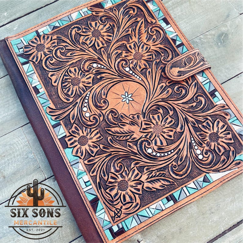 Handmade Legal Pad Portfolio, Legal Pad Cover, Hand Tooled Leather ...