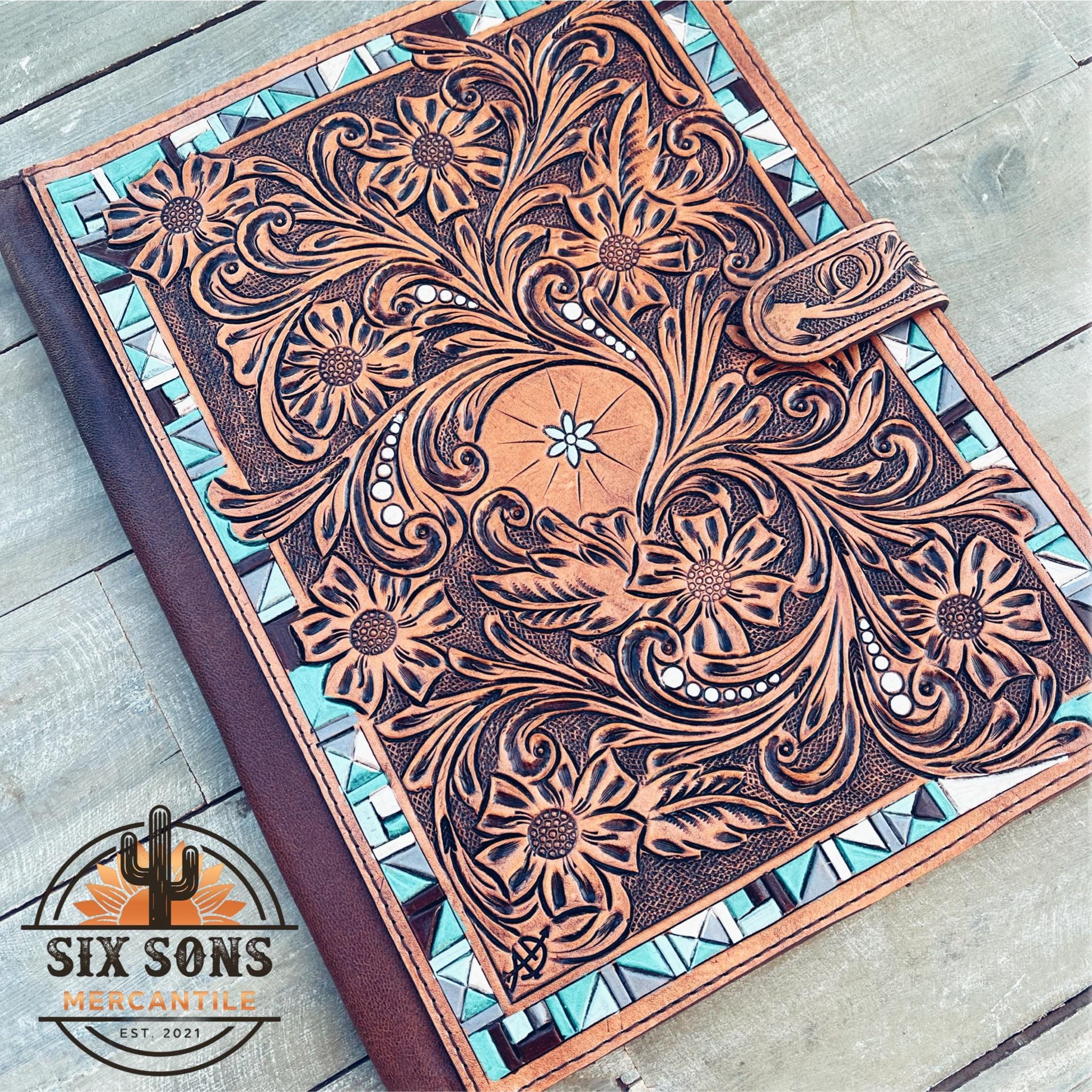 Handmade Legal Pad Portfolio, Legal Pad Cover, Hand Tooled Leather ...