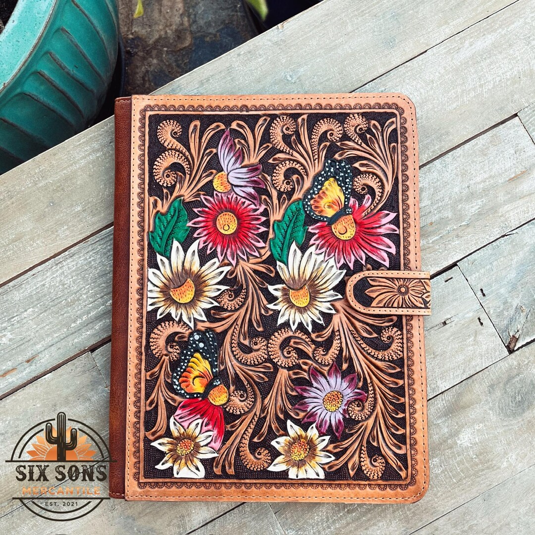 Handmade Legal Pad Portfolio, Legal Pad Cover, Hand Tooled Leather ...