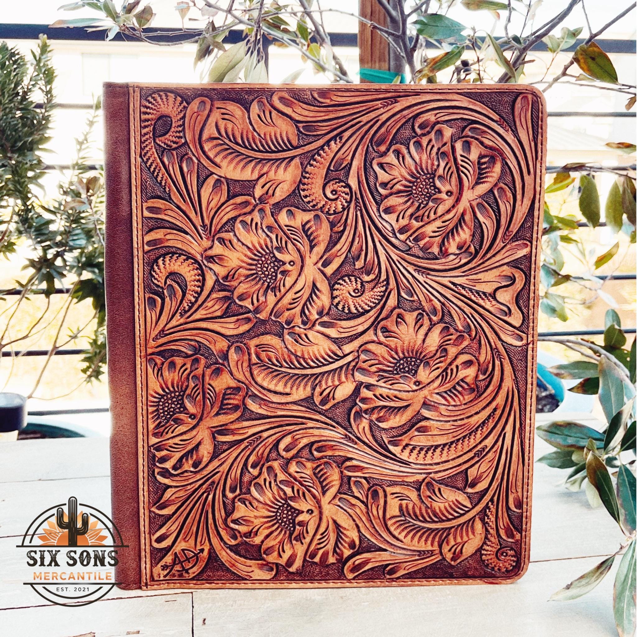 Handmade Legal Pad Portfolio, Legal Pad Cover, Hand Tooled Leather ...