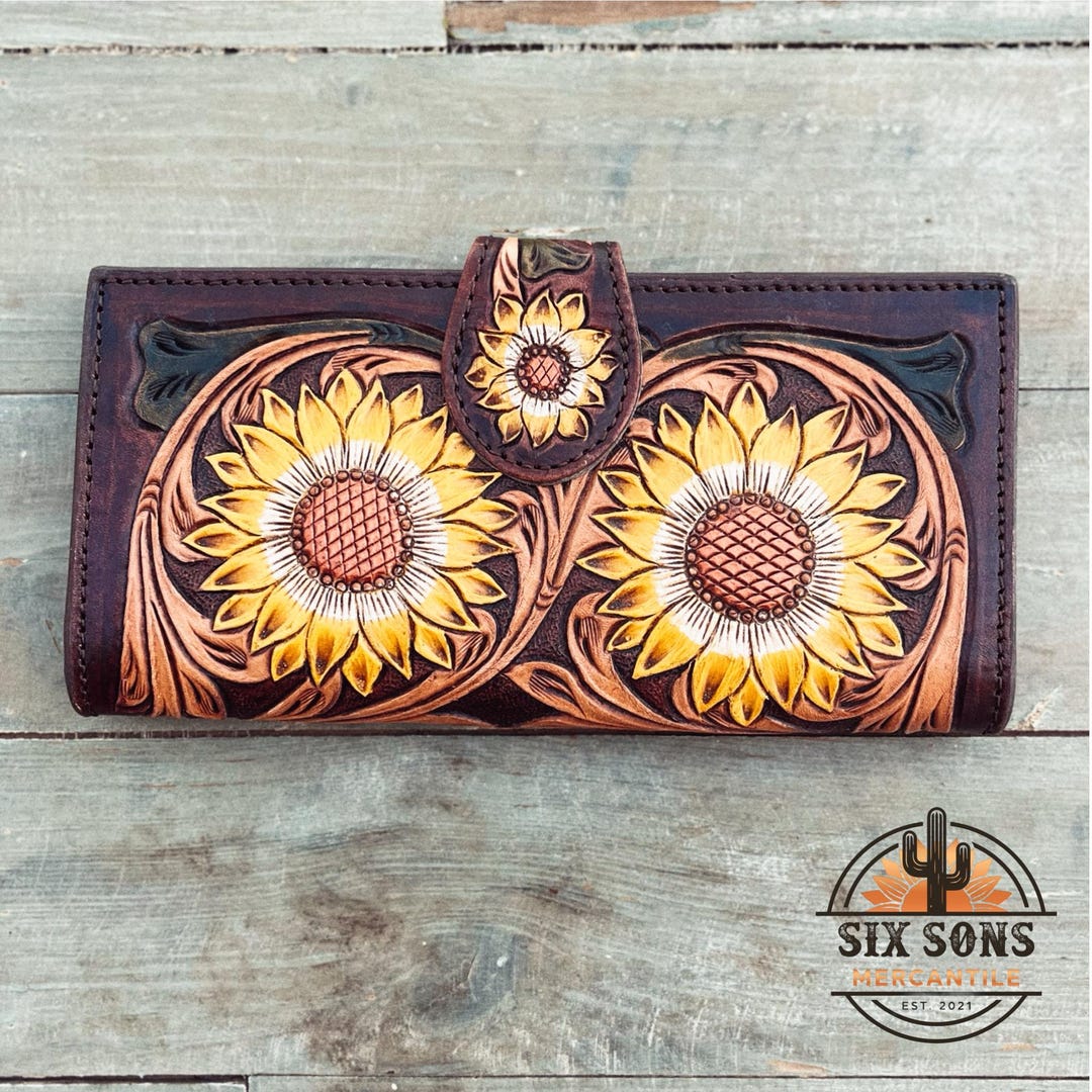Western Hand Tooled Leather Wallet, Handmade Wallet, Western Leather ...