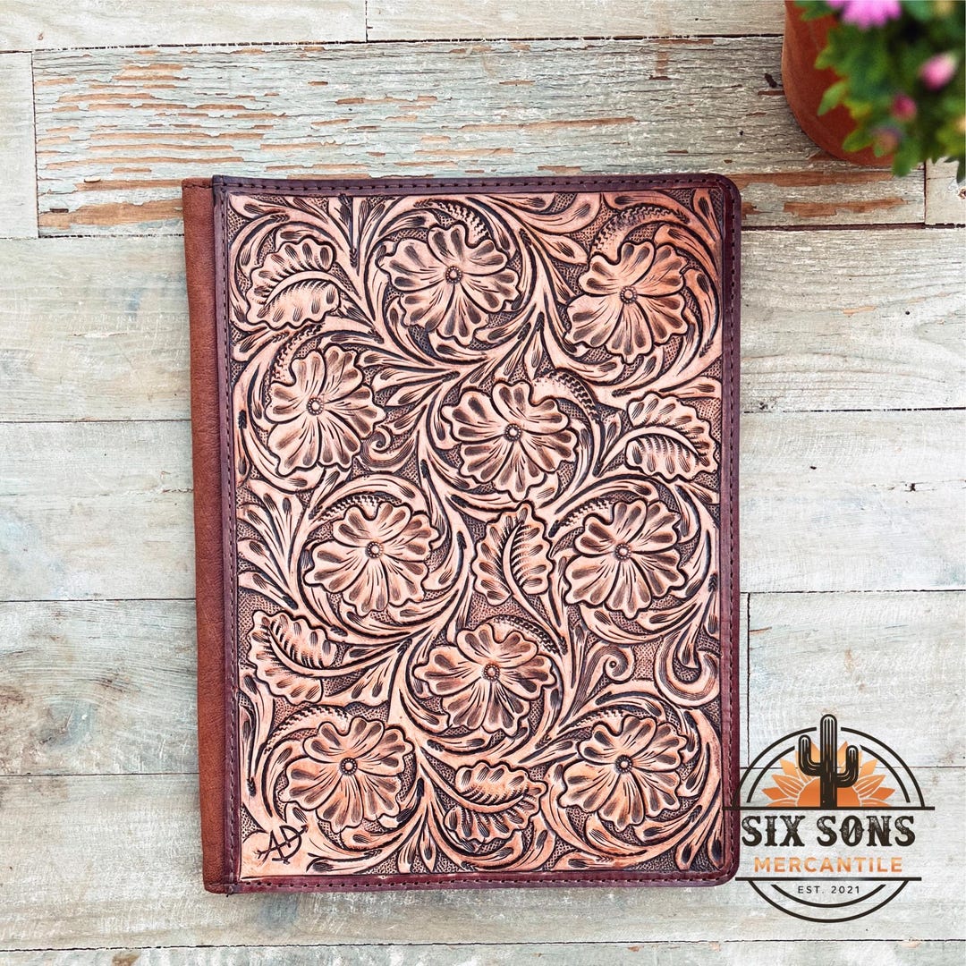 Handmade Legal Pad Portfolio, Legal Pad Cover, Hand Tooled Leather ...