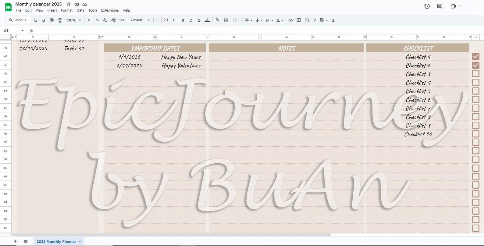 2025 Monthly Planner in Excel - Google Sheets | Weekly and Monthly ...