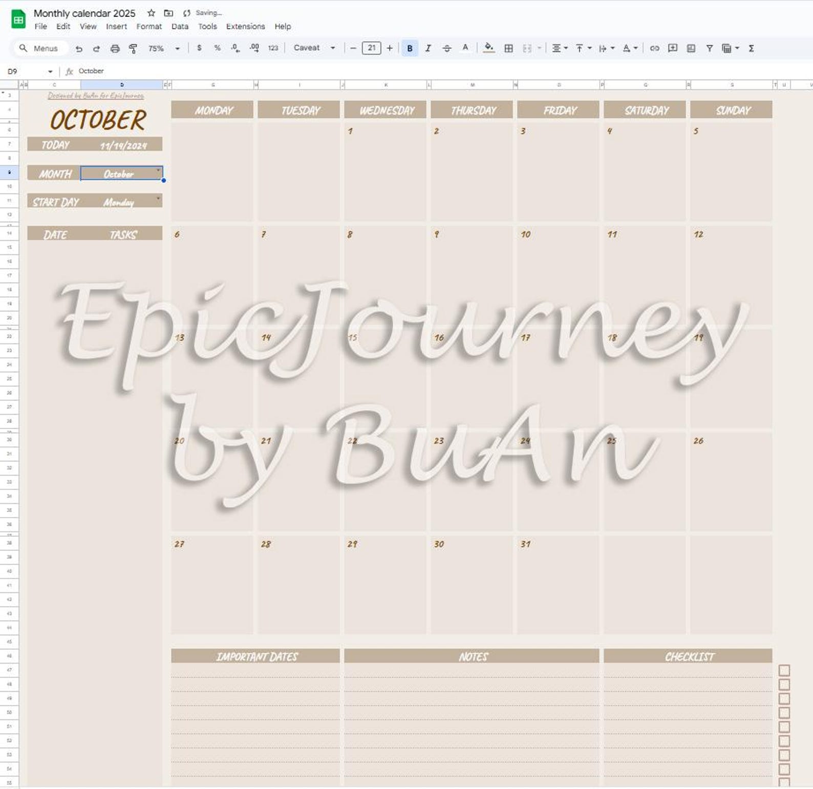 2025 Monthly Planner in Excel - Google Sheets | Weekly and Monthly ...