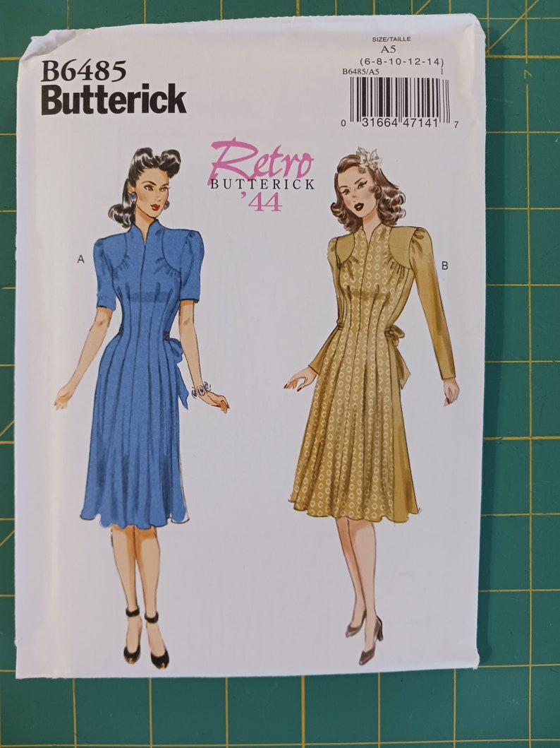 Butterick 6485 Retro Vintage Women's 1940s Dress Shoulder Yokes Size 6 ...