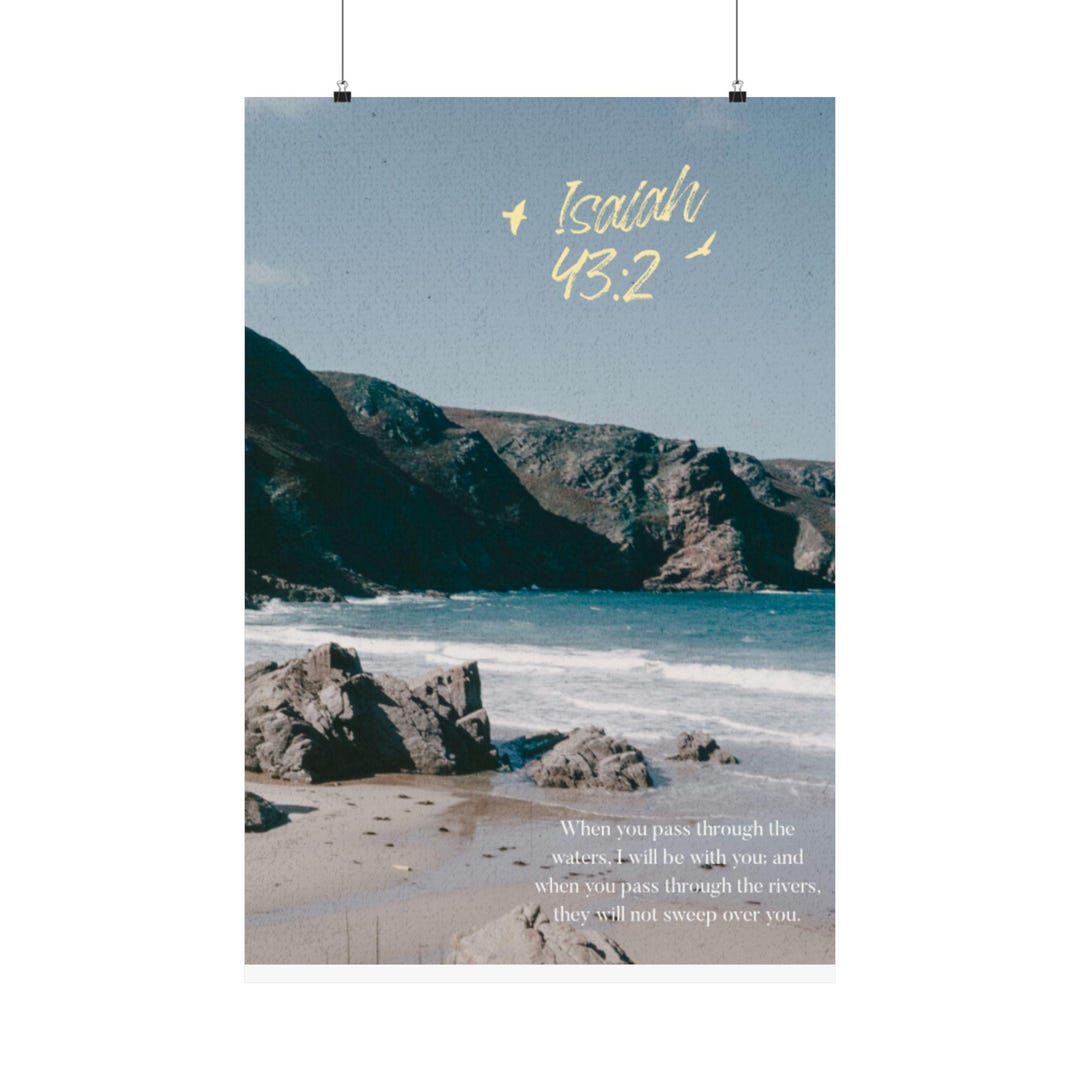 Religious Beach Poster, Vertical Wall Art Print With Scripture Quote ...