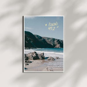 Religious Beach Poster, Vertical Wall Art Print With Scripture Quote ...