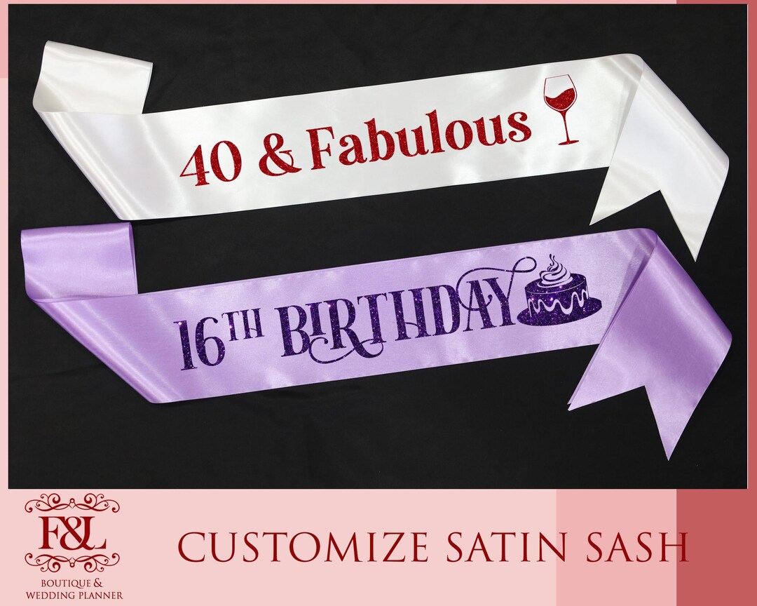 Personalized Sash | Your Text Sash | Sweet 16 Sash | Birthday Party ...