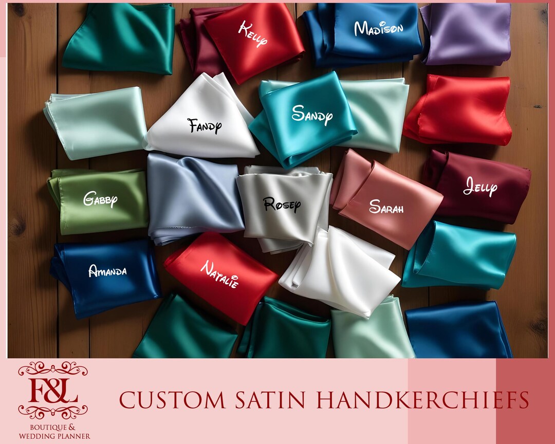 Bridal Satin Handkerchief Personalized Satin Handkerchiefs Your Design ...