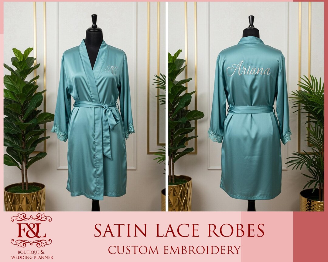 Personalized Bridal Lace Robes Custom Embroidery Robes Bridal Party ...