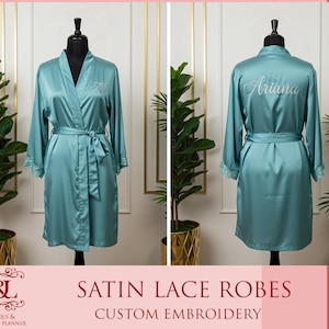 Personalized Bridal Lace Robes Custom Embroidery Robes Bridal Party ...