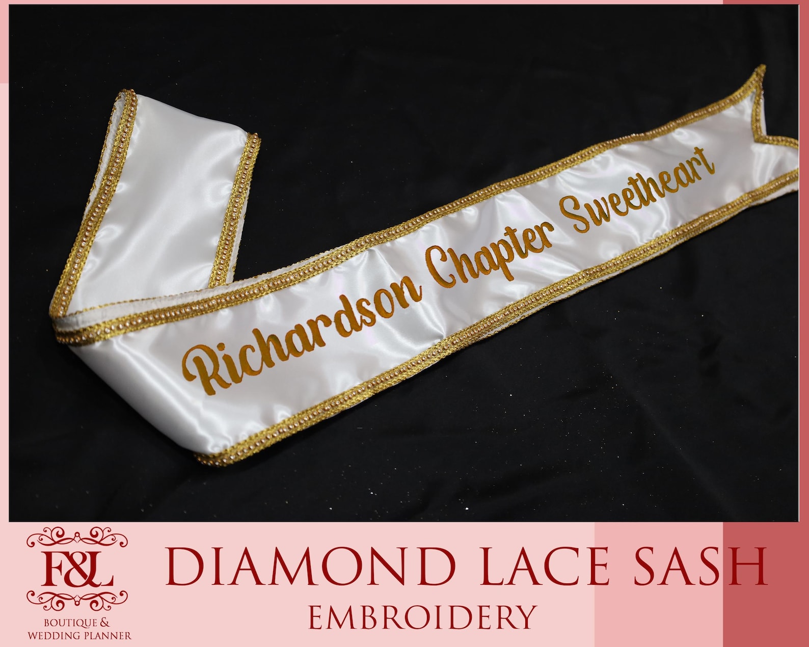 Bridesmaid Sash Custom Text Sash Sash Custom Diamond Lace Sash ...