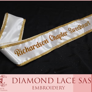 Bridesmaid Sash Custom Text Sash Sash Custom Diamond Lace Sash ...